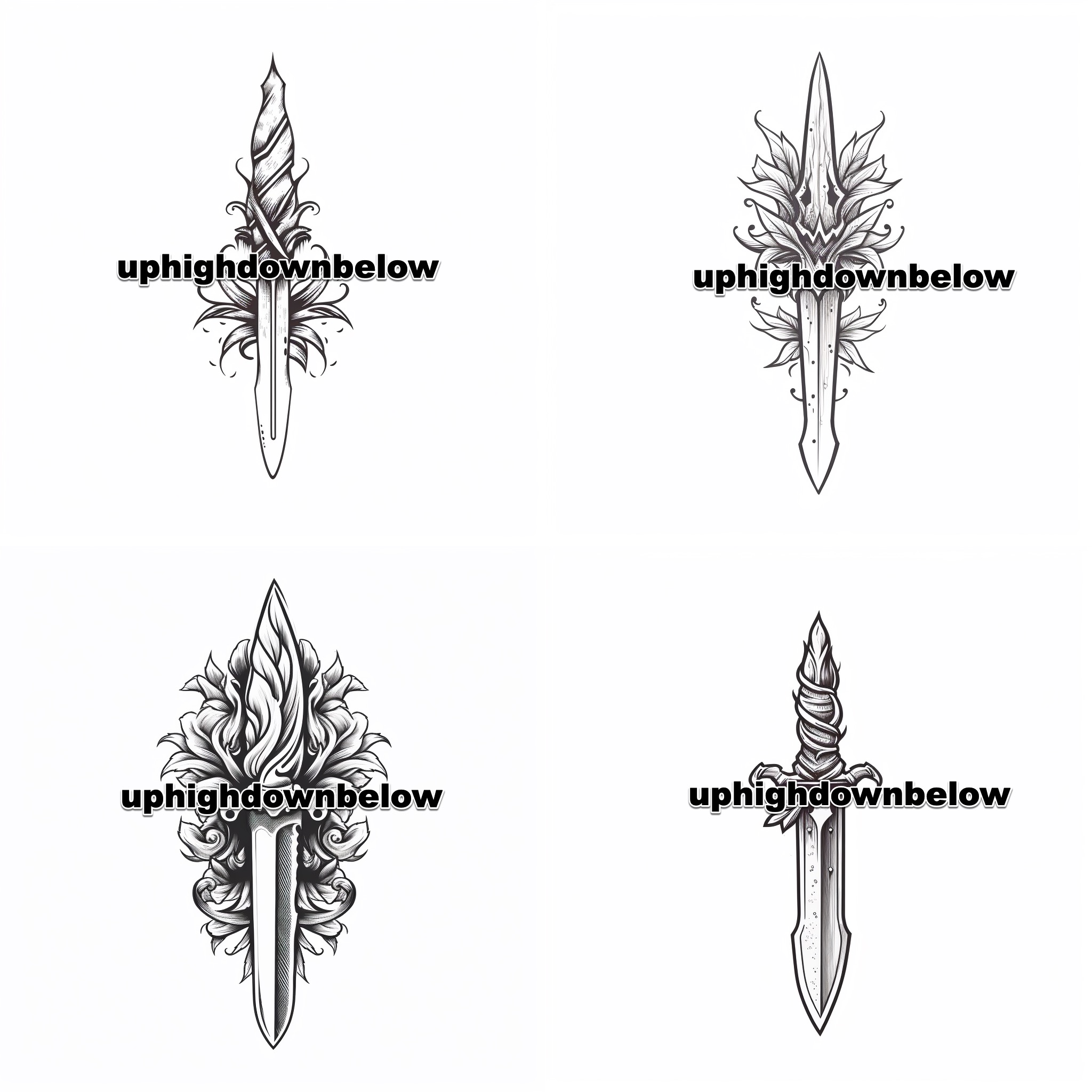 Traditional Dagger Tattoo - Premium Storm Glass Weather Predictors
